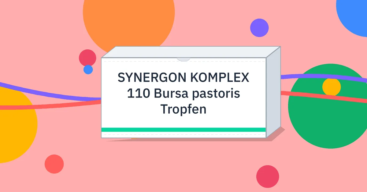 Symbolbild: Packung mit der Aufschrift SYNERGON KOMPLEX 110 Bursa pastoris Tropfen (PZN 01856074) – Verfügbarkeit und Bezug in Apotheken in Frankfurt am Main