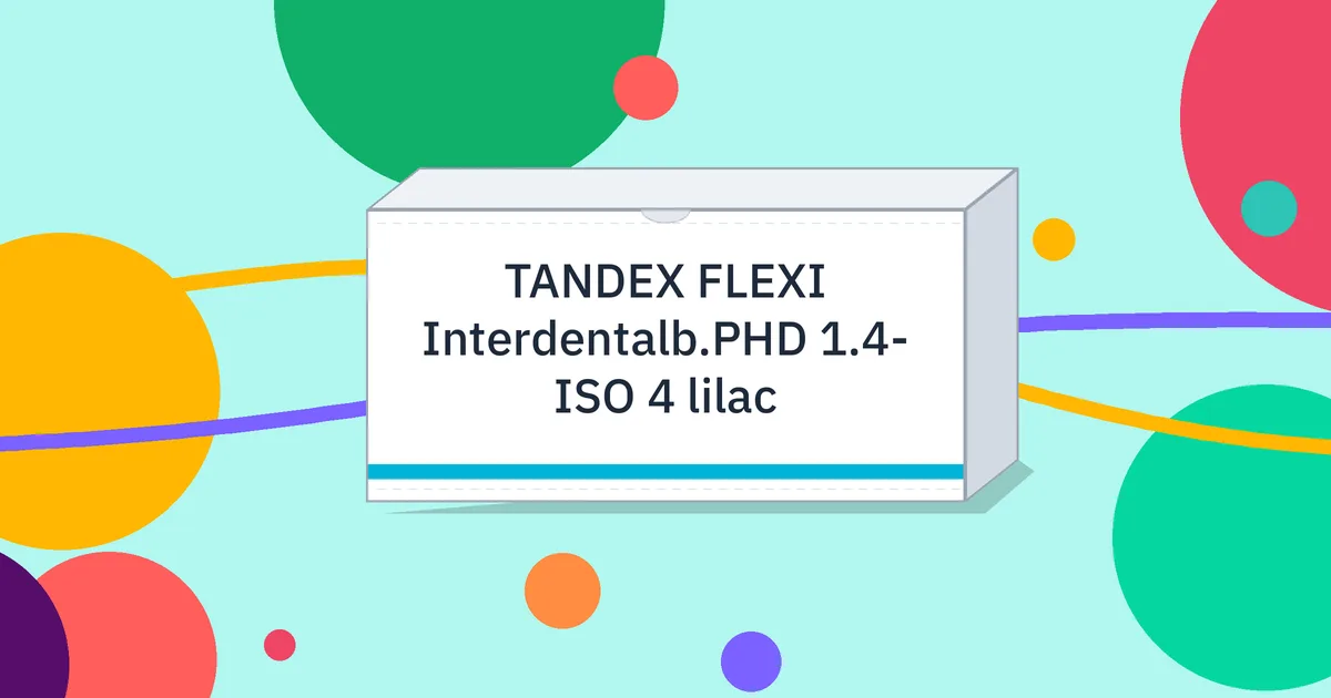 Symbolbild: Packung mit der Aufschrift TANDEX FLEXI Interdentalb.PHD 1.4-ISO 4 lilac (PZN 16498947) – Verfügbarkeit und Bezug in Apotheken in Frankfurt am Main