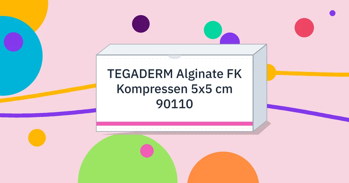 Symbolbild: Packung mit der Aufschrift TEGADERM Alginate FK Kompressen 5x5 cm 90110 (PZN 06916875) – Verfügbarkeit und Bezug in Apotheken in Frankfurt am Main