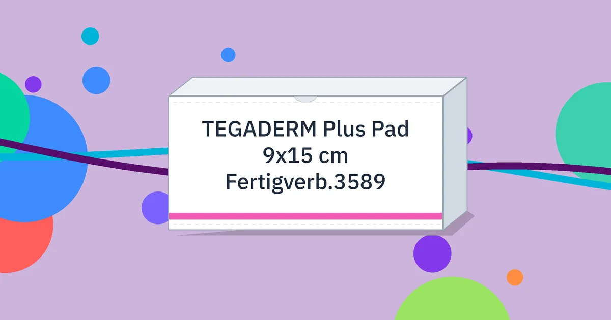 Symbolbild: Packung mit der Aufschrift TEGADERM Plus Pad 9x15 cm Fertigverb.3589 (PZN 13707416) – Verfügbarkeit und Bezug in Apotheken in Frankfurt am Main