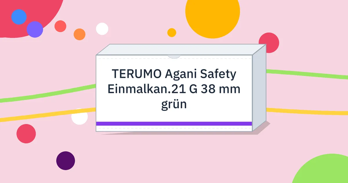 Symbolbild: Packung mit der Aufschrift TERUMO Agani Safety Einmalkan.21 G 38 mm grün (PZN 18201868) – Verfügbarkeit und Bezug in Apotheken in Frankfurt am Main