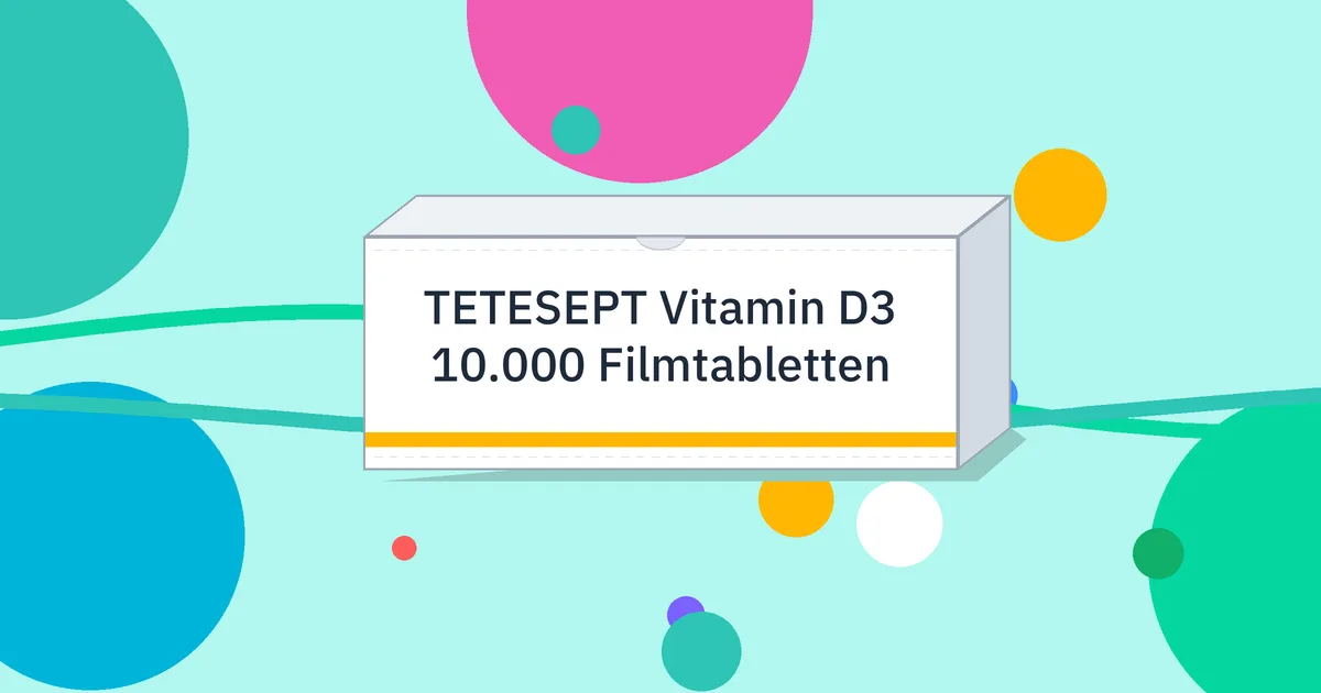 Symbolbild: Packung mit der Aufschrift TETESEPT Vitamin D3 10.000 Filmtabletten (PZN 19402445) – Verfügbarkeit und Bezug in Apotheken in Frankfurt am Main