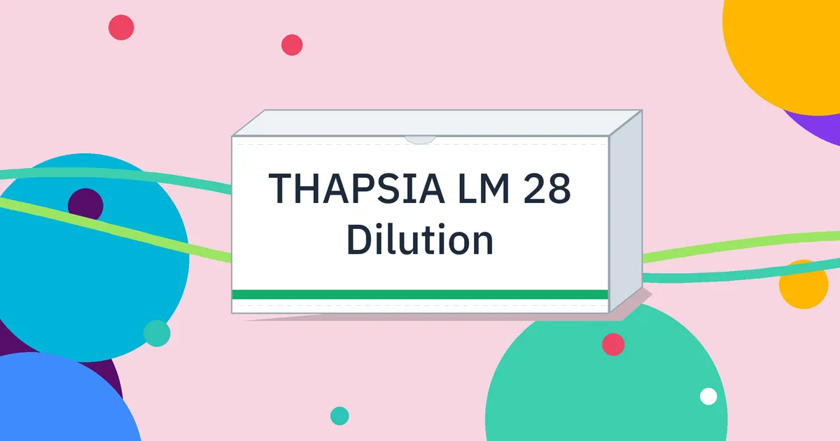 Symbolbild: Packung mit der Aufschrift THAPSIA LM 28 Dilution (PZN 13690302) – Verfügbarkeit und Bezug in Apotheken in Frankfurt am Main