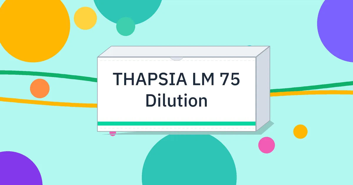 Symbolbild: Packung mit der Aufschrift THAPSIA LM 75 Dilution (PZN 13690437) – Verfügbarkeit und Bezug in Apotheken in Frankfurt am Main