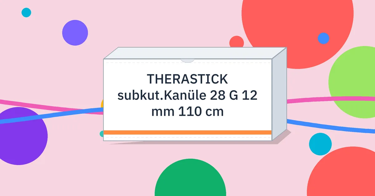 Symbolbild: Packung mit der Aufschrift THERASTICK subkut.Kanüle 28 G 12 mm 110 cm (PZN 06193626) – Verfügbarkeit und Bezug in Apotheken in Frankfurt am Main