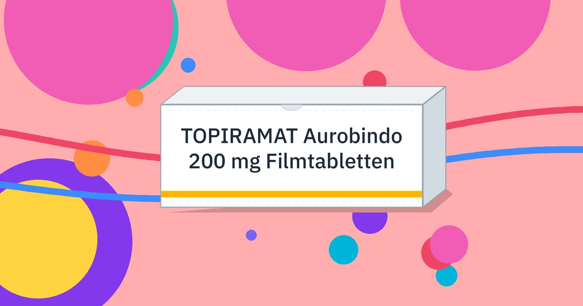 Symbolbild: Packung mit der Aufschrift TOPIRAMAT Aurobindo 200 mg Filmtabletten (PZN 09713888) – Verfügbarkeit und Bezug in Apotheken in Frankfurt am Main