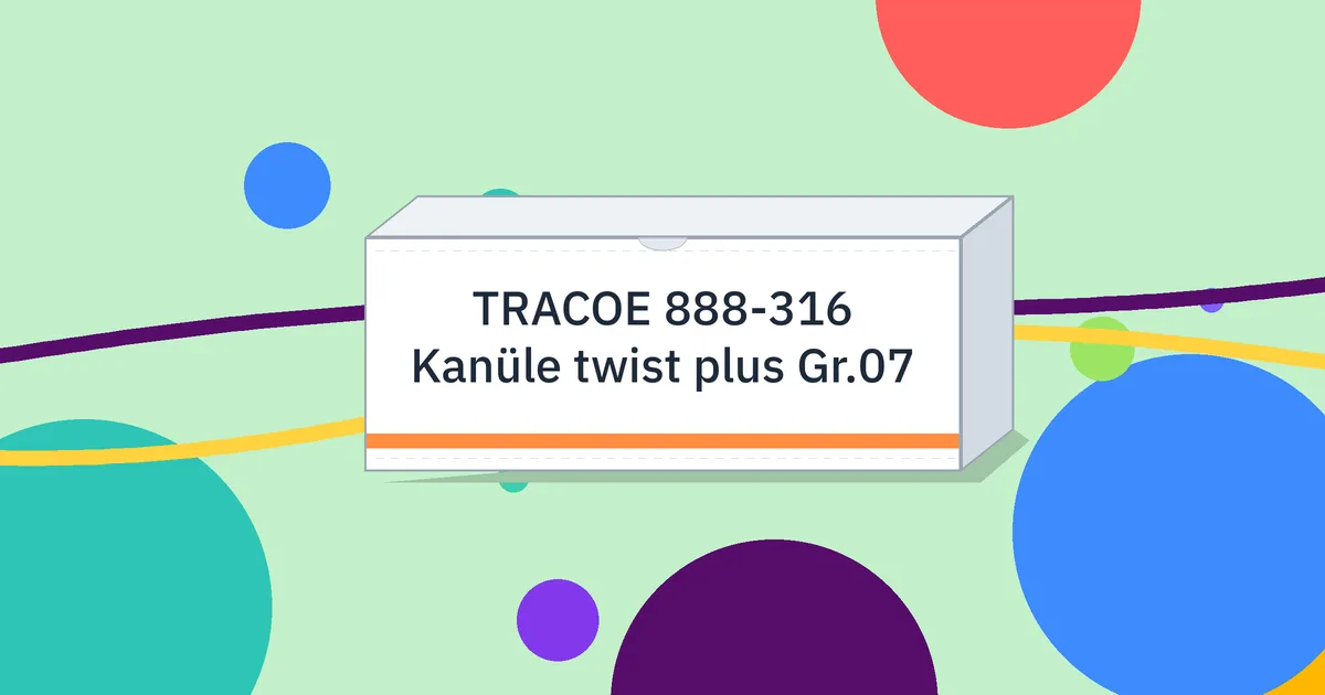 Symbolbild: Packung mit der Aufschrift TRACOE 888-316 Kanüle twist plus Gr.07 (PZN 09943996) – Verfügbarkeit und Bezug in Apotheken in Frankfurt am Main