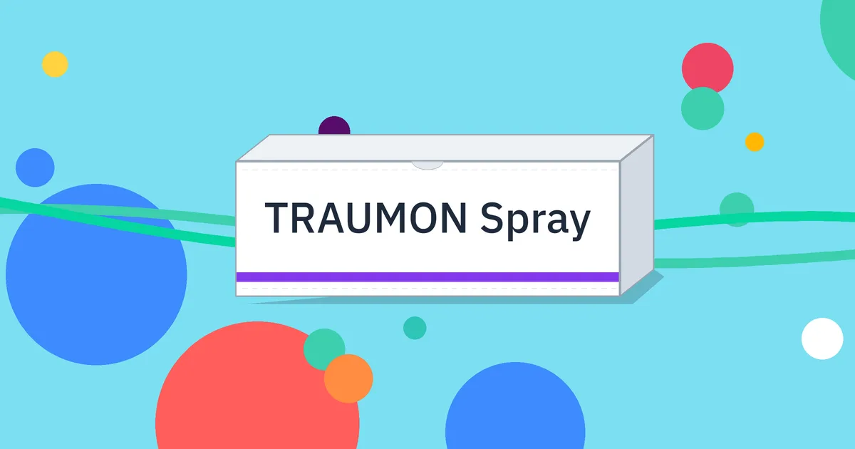 Symbolbild: Packung mit der Aufschrift TRAUMON Spray (PZN 03935211) – Verfügbarkeit und Bezug in Apotheken in Frankfurt am Main