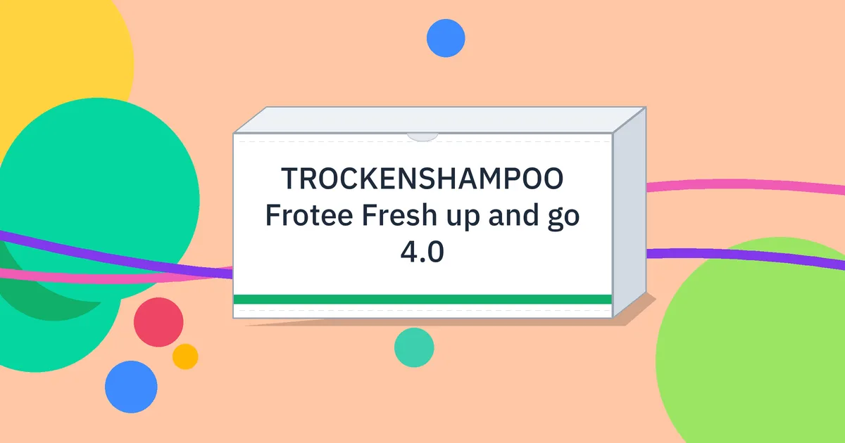 Symbolbild: Packung mit der Aufschrift TROCKENSHAMPOO Frotee Fresh up and go 4.0 (PZN 20420856) – Verfügbarkeit und Bezug in Apotheken in Frankfurt am Main