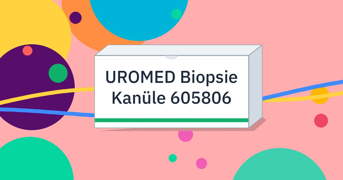 Symbolbild: Packung mit der Aufschrift UROMED Biopsie Kanüle 605806 (PZN 06915999) – Verfügbarkeit und Bezug in Apotheken in Frankfurt am Main