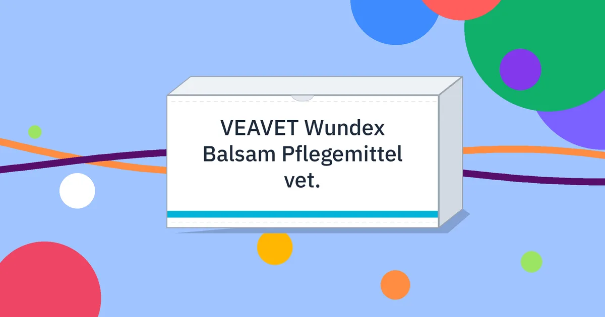 Symbolbild: Packung mit der Aufschrift VEAVET Wundex Balsam Pflegemittel vet. (PZN 20274544) – Verfügbarkeit und Bezug in Apotheken in Frankfurt am Main