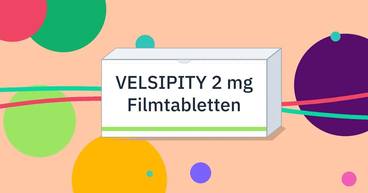 Symbolbild: Packung mit der Aufschrift VELSIPITY 2 mg Filmtabletten (PZN 19850959) – Verfügbarkeit und Bezug in Apotheken in Frankfurt am Main