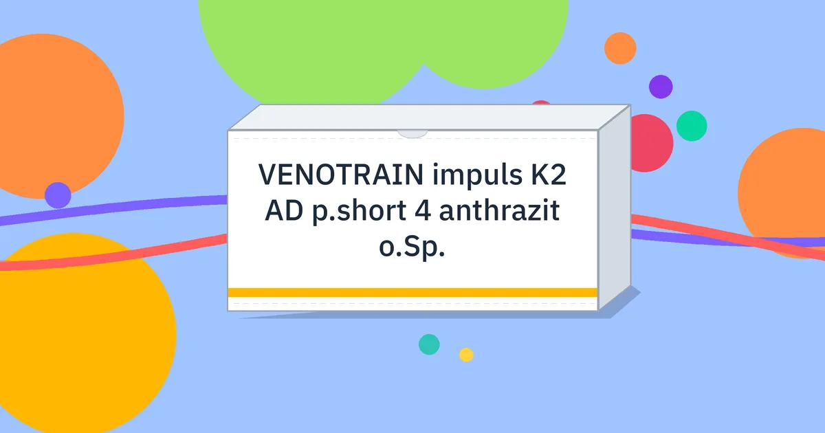 Symbolbild: Packung mit der Aufschrift VENOTRAIN impuls K2 AD p.short 4 anthrazit o.Sp. (PZN 15222120) – Verfügbarkeit und Bezug in Apotheken in Frankfurt am Main