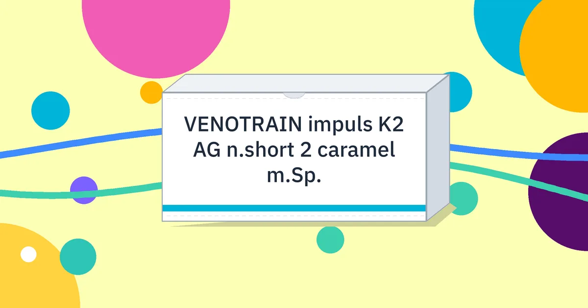 Symbolbild: Packung mit der Aufschrift VENOTRAIN impuls K2 AG n.short 2 caramel m.Sp. (PZN 00493310) – Verfügbarkeit und Bezug in Apotheken in Frankfurt am Main