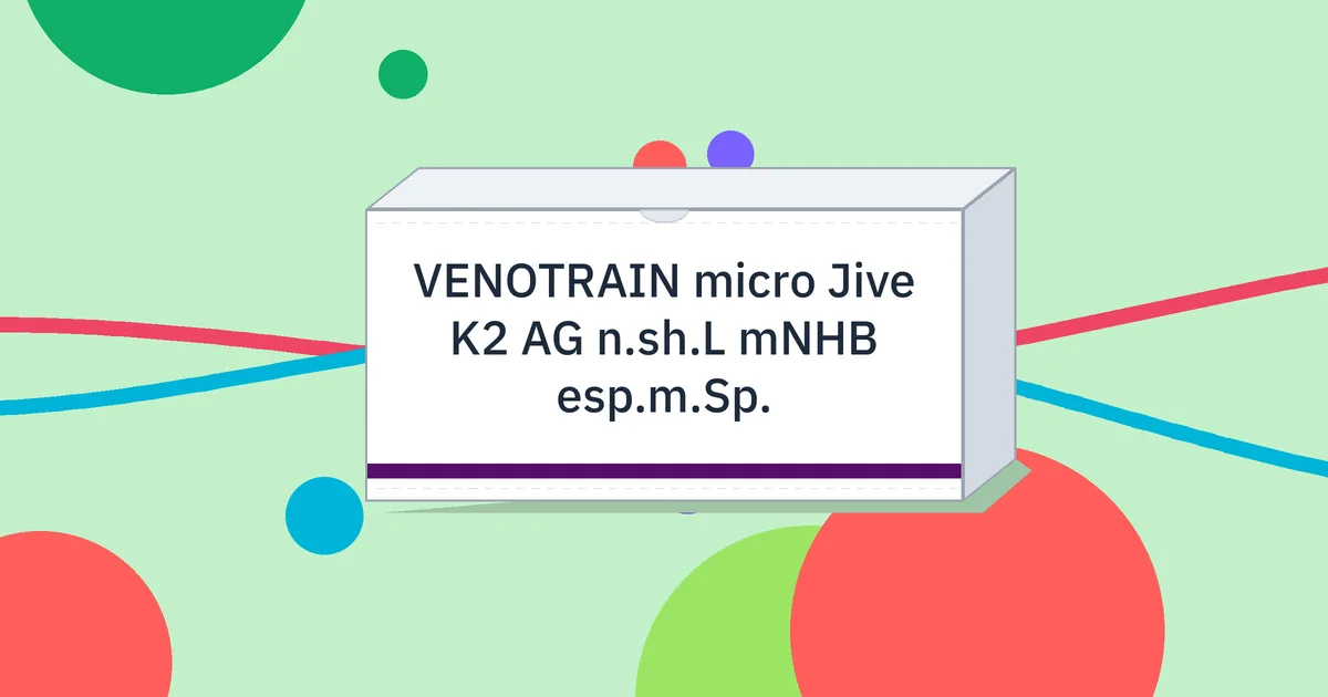 Symbolbild: Packung mit der Aufschrift VENOTRAIN micro Jive K2 AG n.sh.L mNHB esp.m.Sp. (PZN 17760407) – Verfügbarkeit und Bezug in Apotheken in Frankfurt am Main