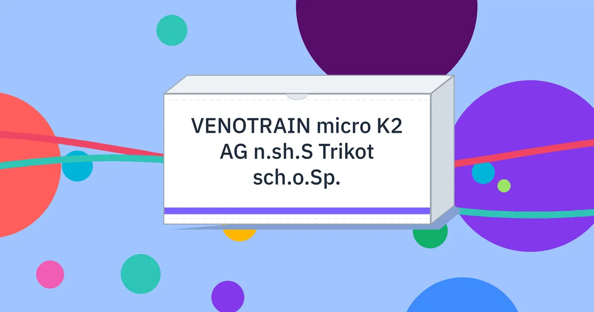 Symbolbild: Packung mit der Aufschrift VENOTRAIN micro K2 AG n.sh.S Trikot sch.o.Sp. (PZN 02367360) – Verfügbarkeit und Bezug in Apotheken in Frankfurt am Main