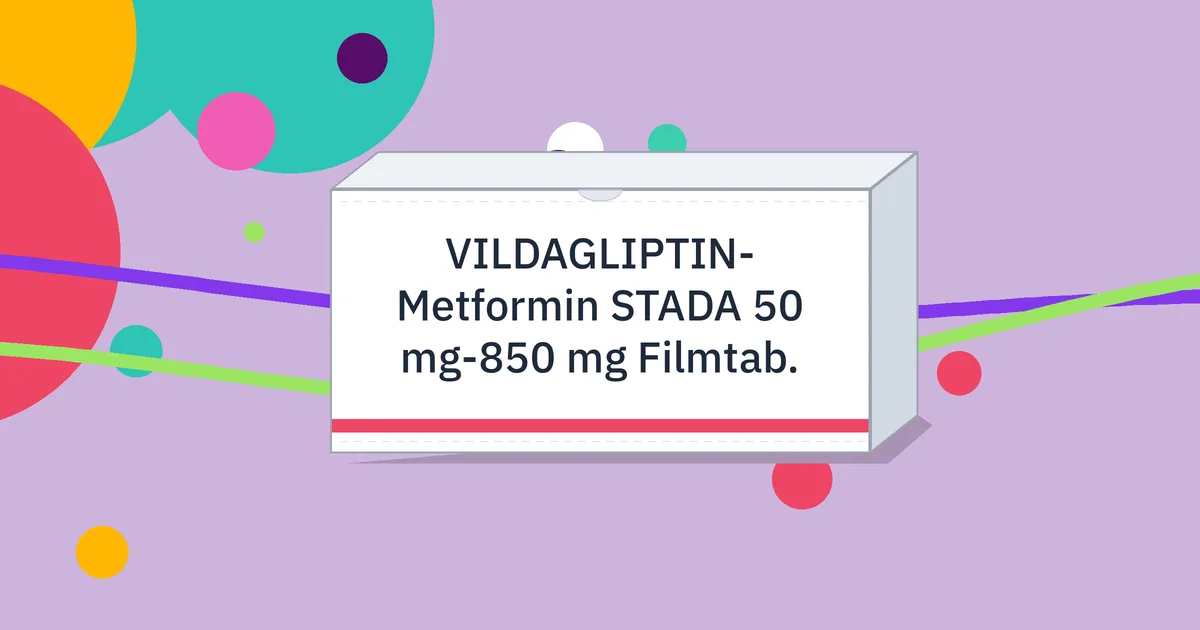 Symbolbild: Packung mit der Aufschrift VILDAGLIPTIN-Metformin STADA 50 mg-850 mg Filmtab. (PZN 17467512) – Verfügbarkeit und Bezug in Apotheken in Frankfurt am Main
