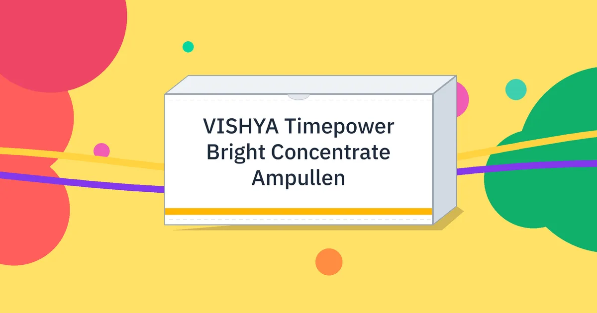 Symbolbild: Packung mit der Aufschrift VISHYA Timepower Bright Concentrate Ampullen (PZN 16801050) – Verfügbarkeit und Bezug in Apotheken in Frankfurt am Main