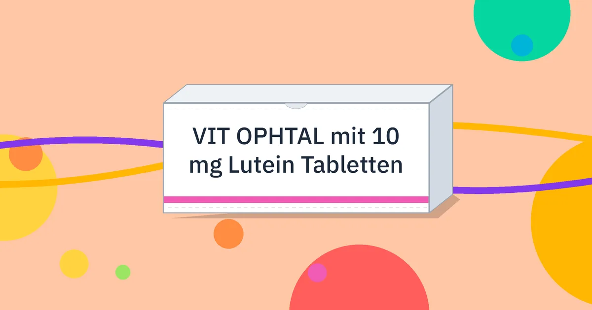 Symbolbild: Packung mit der Aufschrift VIT OPHTAL mit 10 mg Lutein Tabletten (PZN 04781106) – Verfügbarkeit und Bezug in Apotheken in Frankfurt am Main