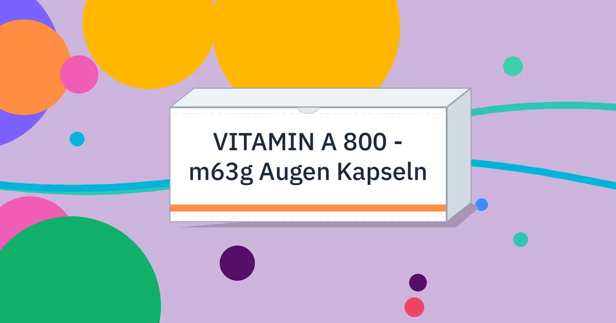 Symbolbild: Packung mit der Aufschrift VITAMIN A 800 -m63g Augen Kapseln (PZN 10329037) – Verfügbarkeit und Bezug in Apotheken in Frankfurt am Main