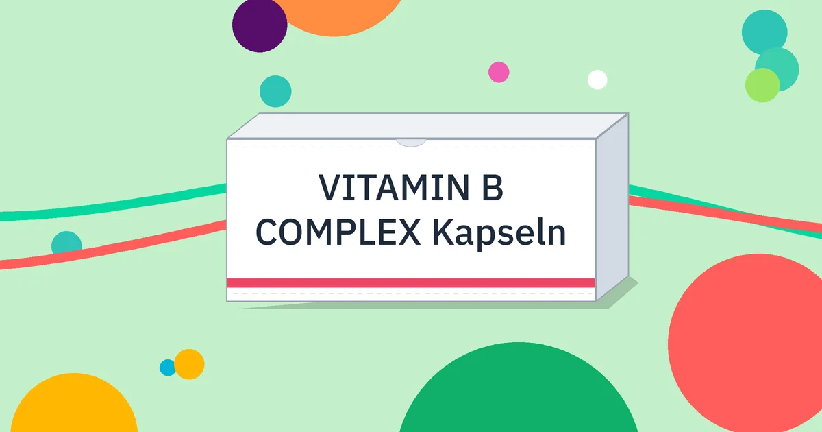 Symbolbild: Packung mit der Aufschrift VITAMIN B COMPLEX Kapseln (PZN 10732655) – Verfügbarkeit und Bezug in Apotheken in Frankfurt am Main
