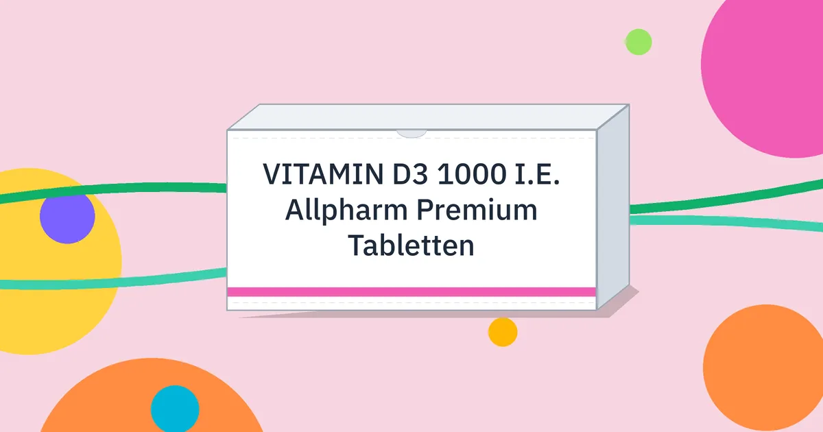 Symbolbild: Packung mit der Aufschrift VITAMIN D3 1000 I.E. Allpharm Premium Tabletten (PZN 12602158) – Verfügbarkeit und Bezug in Apotheken in Frankfurt am Main