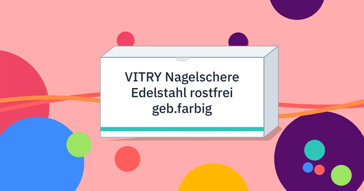 Symbolbild: Packung mit der Aufschrift VITRY Nagelschere Edelstahl rostfrei geb.farbig (PZN 05045007) – Verfügbarkeit und Bezug in Apotheken in Frankfurt am Main