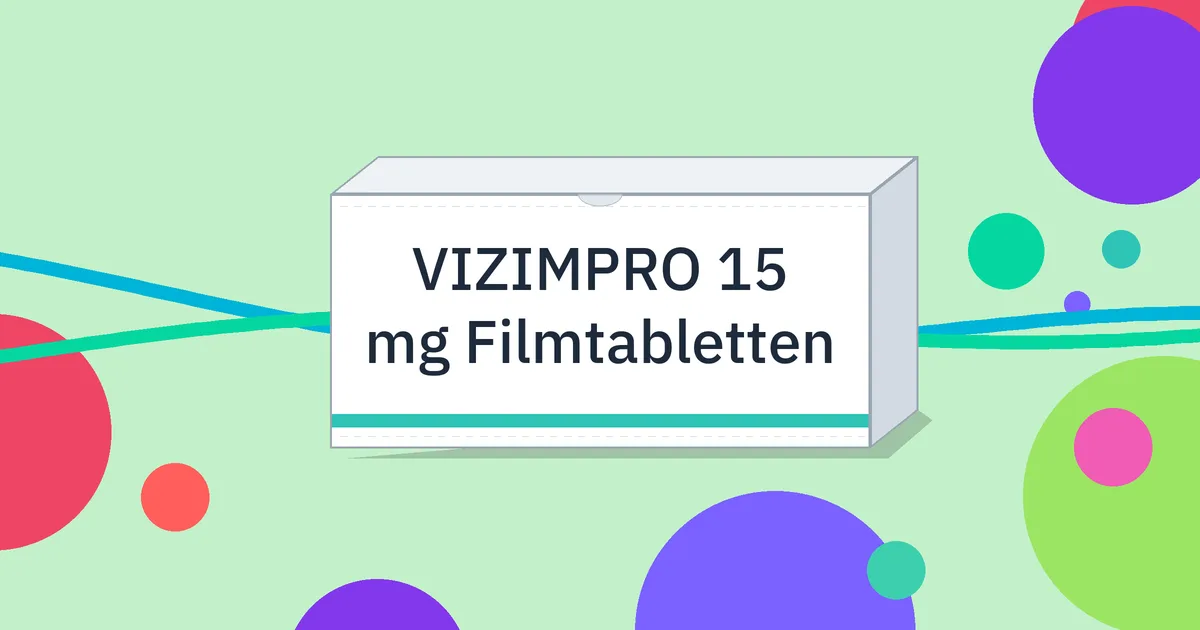 Symbolbild: Packung mit der Aufschrift VIZIMPRO 15 mg Filmtabletten (PZN 14218599) – Verfügbarkeit und Bezug in Apotheken in Frankfurt am Main