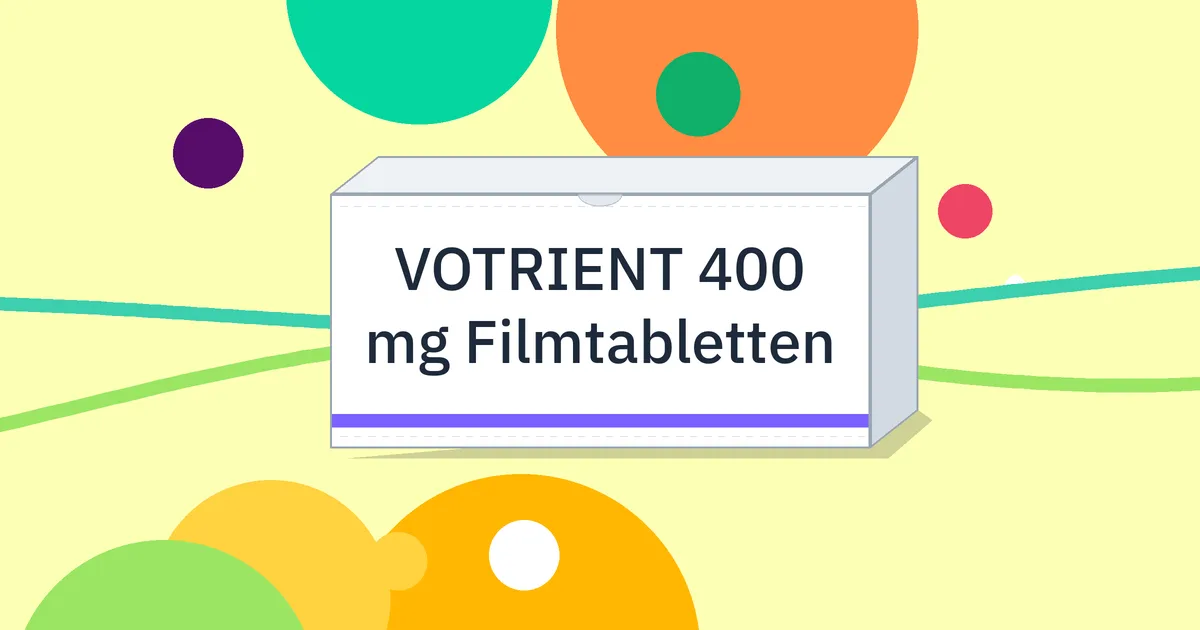 Symbolbild: Packung mit der Aufschrift VOTRIENT 400 mg Filmtabletten (PZN 10312692) – Verfügbarkeit und Bezug in Apotheken in Frankfurt am Main