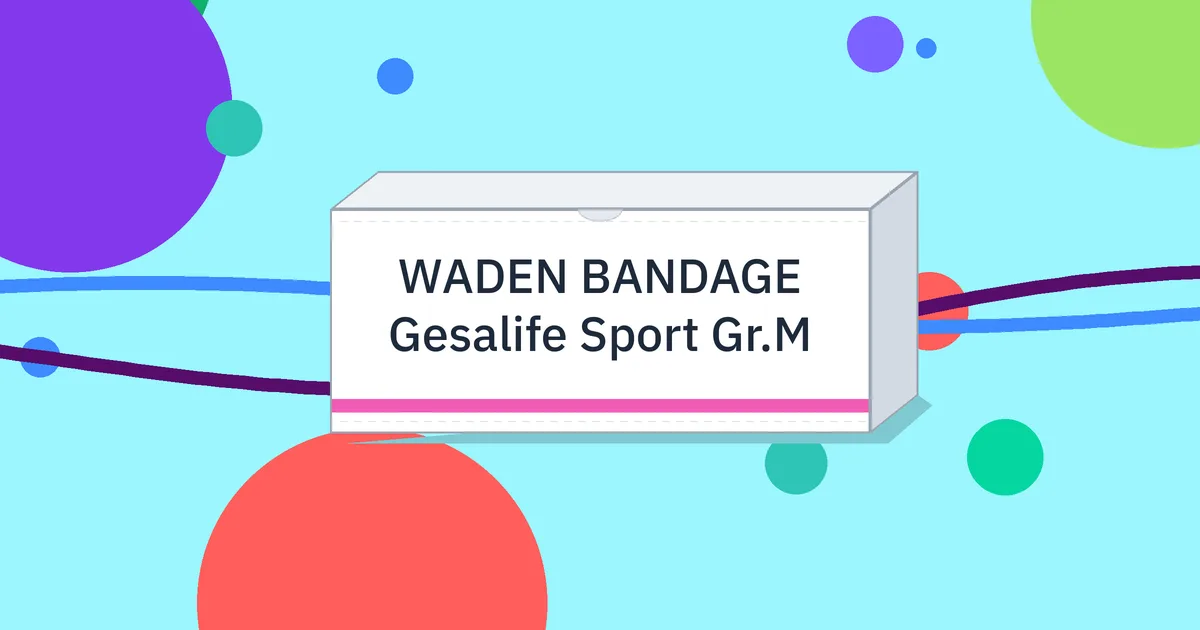 Symbolbild: Packung mit der Aufschrift WADEN BANDAGE Gesalife Sport Gr.M (PZN 03862073) – Verfügbarkeit und Bezug in Apotheken in Frankfurt am Main