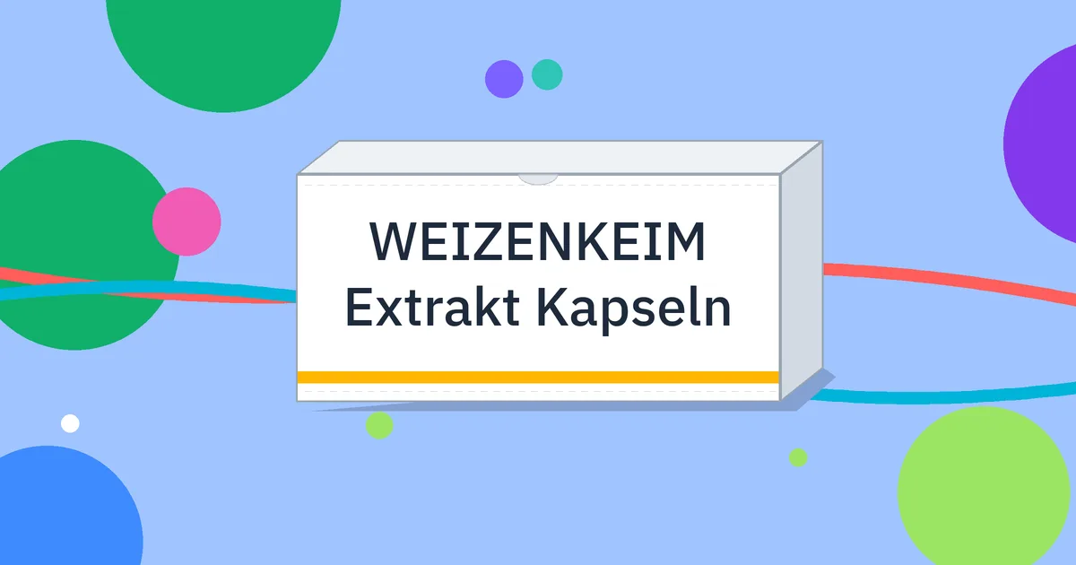 Symbolbild: Packung mit der Aufschrift WEIZENKEIM Extrakt Kapseln (PZN 20578333) – Verfügbarkeit und Bezug in Apotheken in Frankfurt am Main