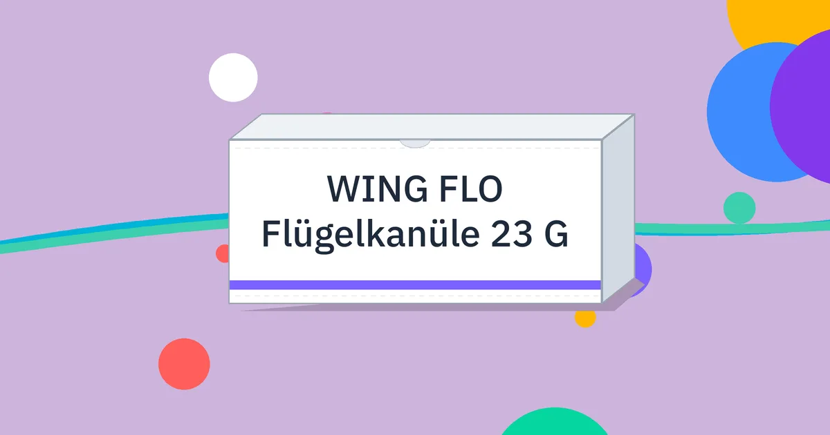 Symbolbild: Packung mit der Aufschrift WING FLO Flügelkanüle 23 G (PZN 03025182) – Verfügbarkeit und Bezug in Apotheken in Frankfurt am Main