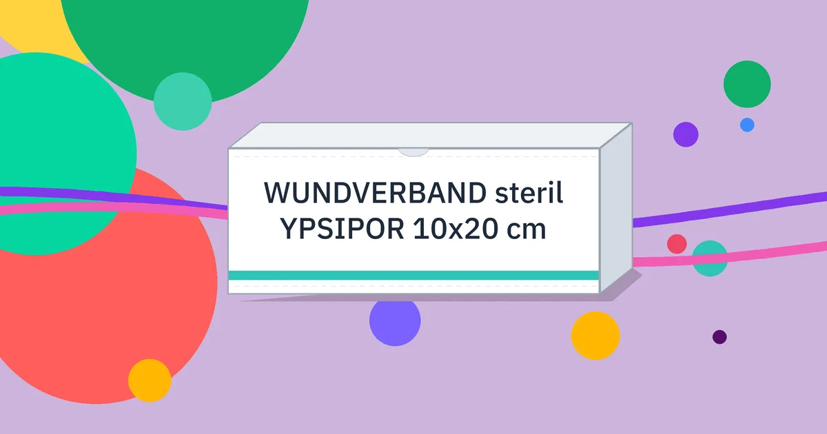 Symbolbild: Packung mit der Aufschrift WUNDVERBAND steril YPSIPOR 10x20 cm (PZN 06337048) – Verfügbarkeit und Bezug in Apotheken in Frankfurt am Main