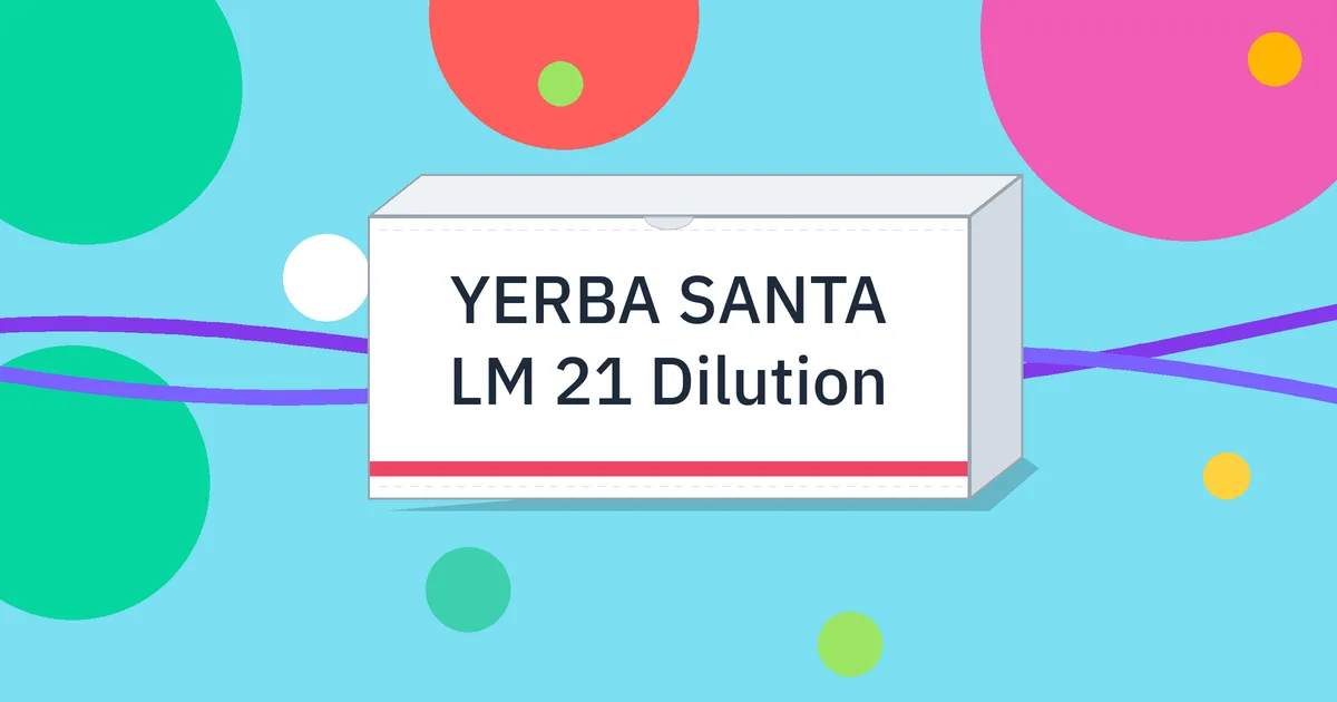 Symbolbild: Packung mit der Aufschrift YERBA SANTA LM 21 Dilution (PZN 13285346) – Verfügbarkeit und Bezug in Apotheken in Frankfurt am Main
