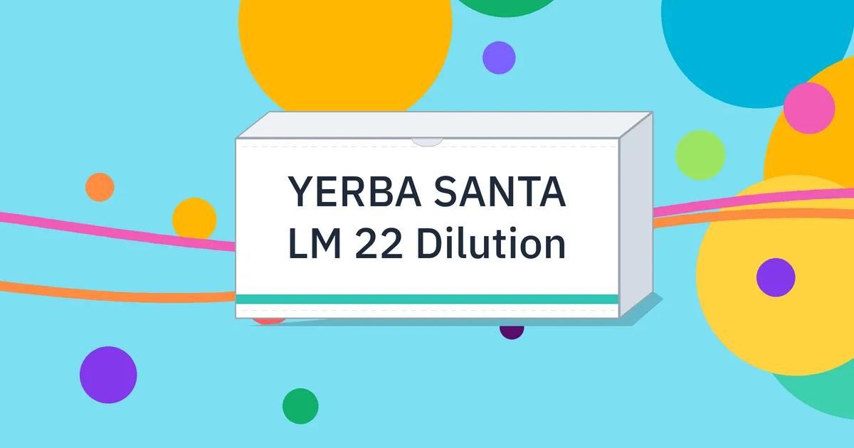 Symbolbild: Packung mit der Aufschrift YERBA SANTA LM 22 Dilution (PZN 13285369) – Verfügbarkeit und Bezug in Apotheken in Frankfurt am Main