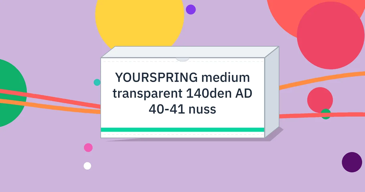 Symbolbild: Packung mit der Aufschrift YOURSPRING medium transparent 140den AD 40-41 nuss (PZN 18056917) – Verfügbarkeit und Bezug in Apotheken in Frankfurt am Main