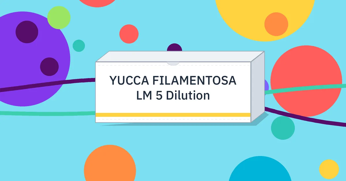 Symbolbild: Packung mit der Aufschrift YUCCA FILAMENTOSA LM 5 Dilution (PZN 13288586) – Verfügbarkeit und Bezug in Apotheken in Frankfurt am Main