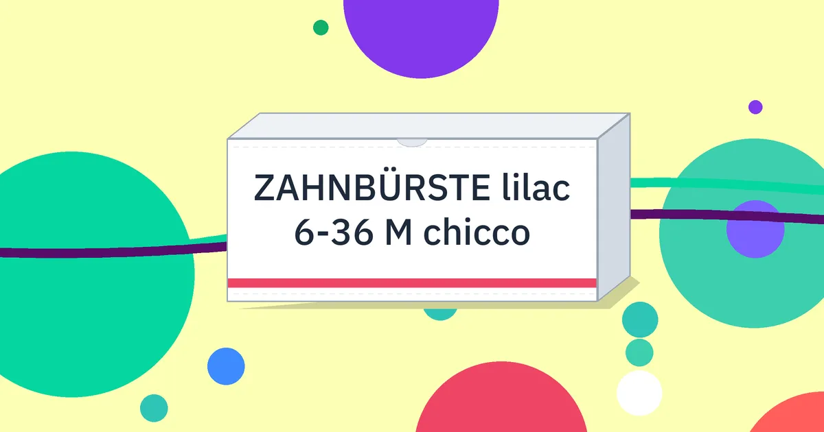 Symbolbild: Packung mit der Aufschrift ZAHNBÜRSTE lilac 6-36 M chicco (PZN 19374559) – Verfügbarkeit und Bezug in Apotheken in Frankfurt am Main