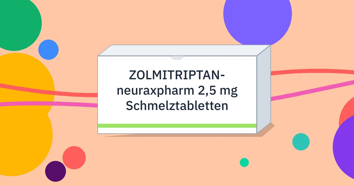 Symbolbild: Packung mit der Aufschrift ZOLMITRIPTAN-neuraxpharm 2,5 mg Schmelztabletten (PZN 14290013) – Verfügbarkeit und Bezug in Apotheken in Frankfurt am Main