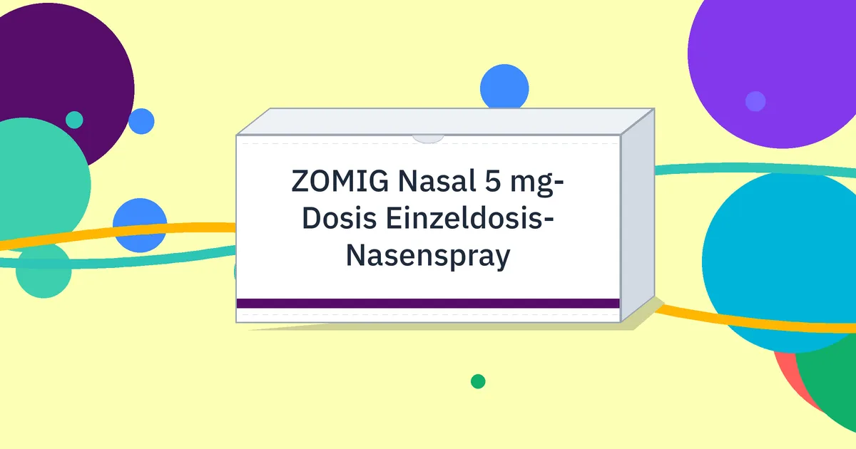Symbolbild: Packung mit der Aufschrift ZOMIG Nasal 5 mg-Dosis Einzeldosis-Nasenspray (PZN 13599990) – Verfügbarkeit und Bezug in Apotheken in Frankfurt am Main