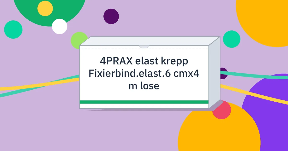 Symbolbild: Packung mit der Aufschrift 4PRAX elast krepp Fixierbind.elast.6 cmx4 m lose (PZN 20230127) – Verfügbarkeit und Bezug in Apotheken in Frankfurt am Main