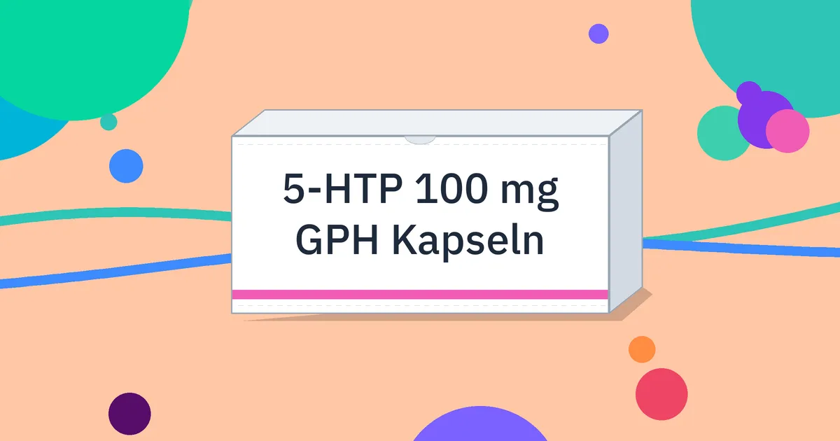 Symbolbild: Packung mit der Aufschrift 5-HTP 100 mg GPH Kapseln (PZN 13359576) – Verfügbarkeit und Bezug in Apotheken in Frankfurt am Main