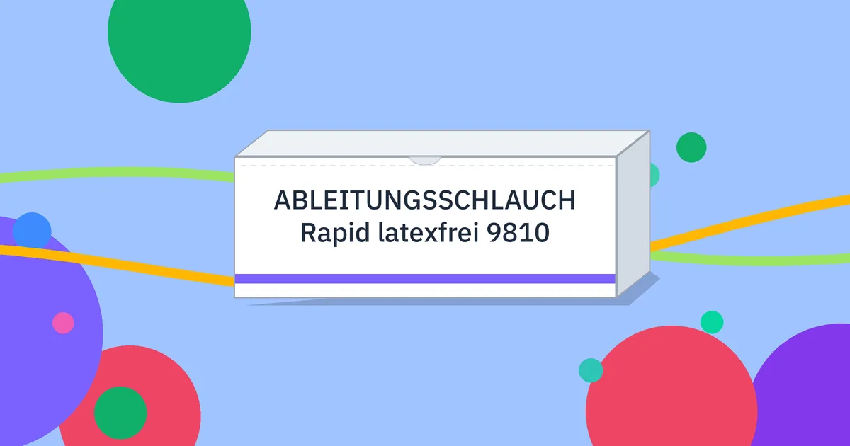 Symbolbild: Packung mit der Aufschrift ABLEITUNGSSCHLAUCH Rapid latexfrei 9810 (PZN 09005252) – Verfügbarkeit und Bezug in Apotheken in Frankfurt am Main