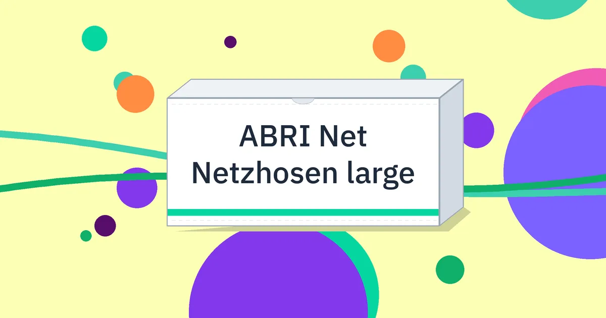 Symbolbild: Packung mit der Aufschrift ABRI Net Netzhosen large (PZN 06870363) – Verfügbarkeit und Bezug in Apotheken in Frankfurt am Main