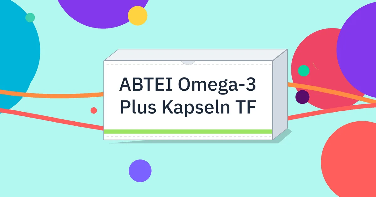 Symbolbild: Packung mit der Aufschrift ABTEI Omega-3 Plus Kapseln TF (PZN 17944099) – Verfügbarkeit und Bezug in Apotheken in Frankfurt am Main