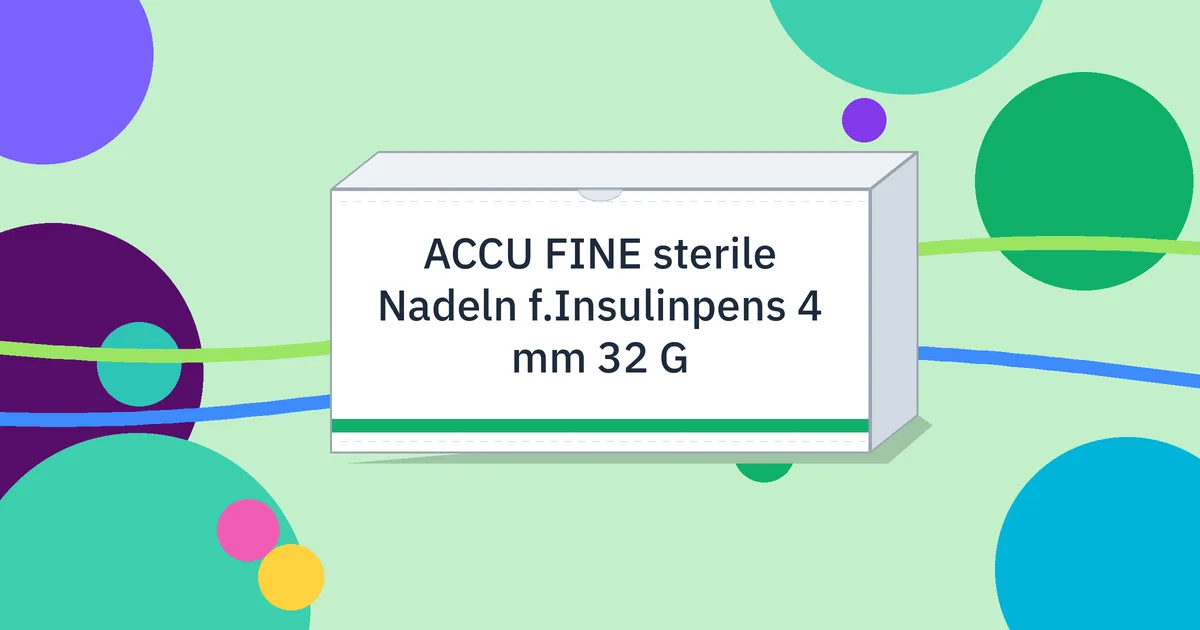 Symbolbild: Packung mit der Aufschrift ACCU FINE sterile Nadeln f.Insulinpens 4 mm 32 G (PZN 16897653) – Verfügbarkeit und Bezug in Apotheken in Frankfurt am Main