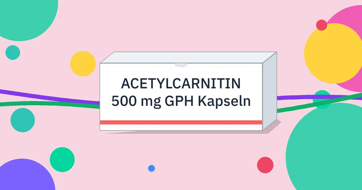 Symbolbild: Packung mit der Aufschrift ACETYLCARNITIN 500 mg GPH Kapseln (PZN 09681154) – Verfügbarkeit und Bezug in Apotheken in Frankfurt am Main