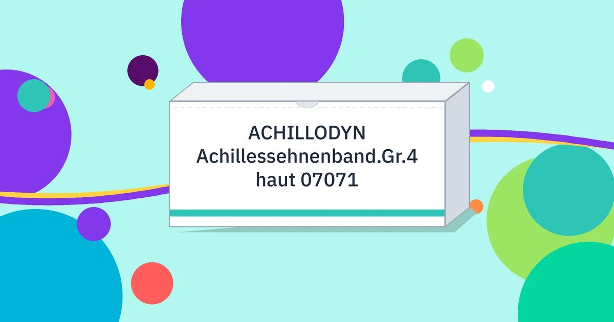 Symbolbild: Packung mit der Aufschrift ACHILLODYN Achillessehnenband.Gr.4 haut 07071 (PZN 00578727) – Verfügbarkeit und Bezug in Apotheken in Frankfurt am Main