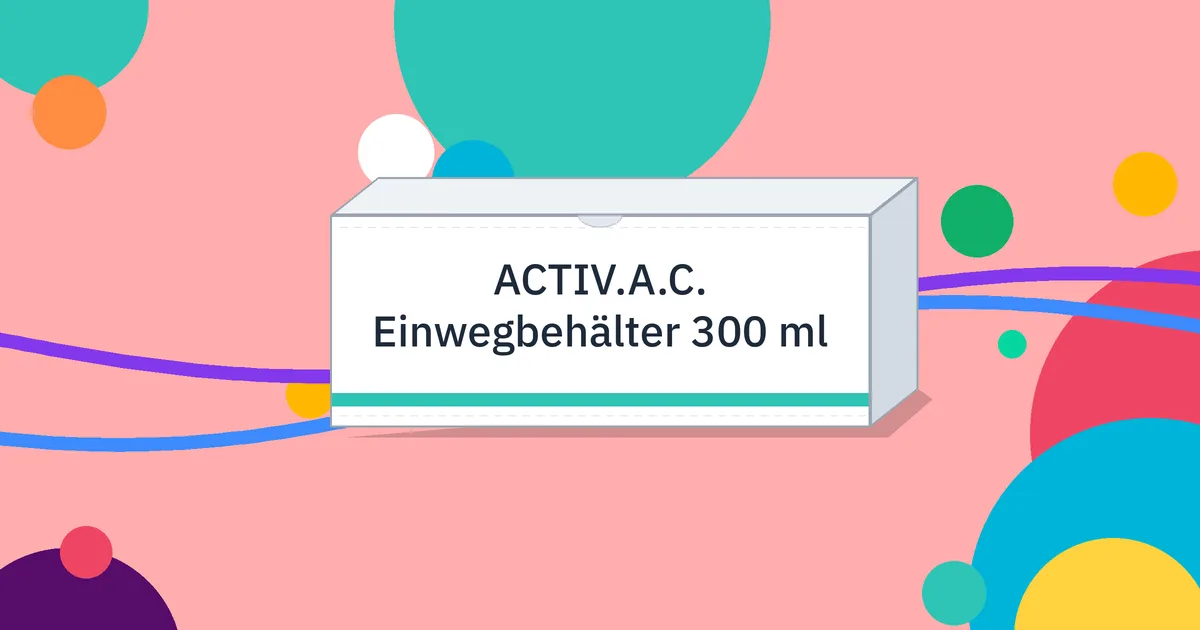 Symbolbild: Packung mit der Aufschrift ACTIV.A.C. Einwegbehälter 300 ml (PZN 16831921) – Verfügbarkeit und Bezug in Apotheken in Frankfurt am Main