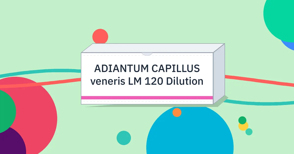 Symbolbild: Packung mit der Aufschrift ADIANTUM CAPILLUS veneris LM 120 Dilution (PZN 13296108) – Verfügbarkeit und Bezug in Apotheken in Frankfurt am Main